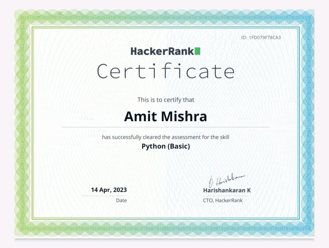 Amit Mishra on LinkedIn: #python #hackerrank Amit Mishra on LinkedIn: #python #hackerrank