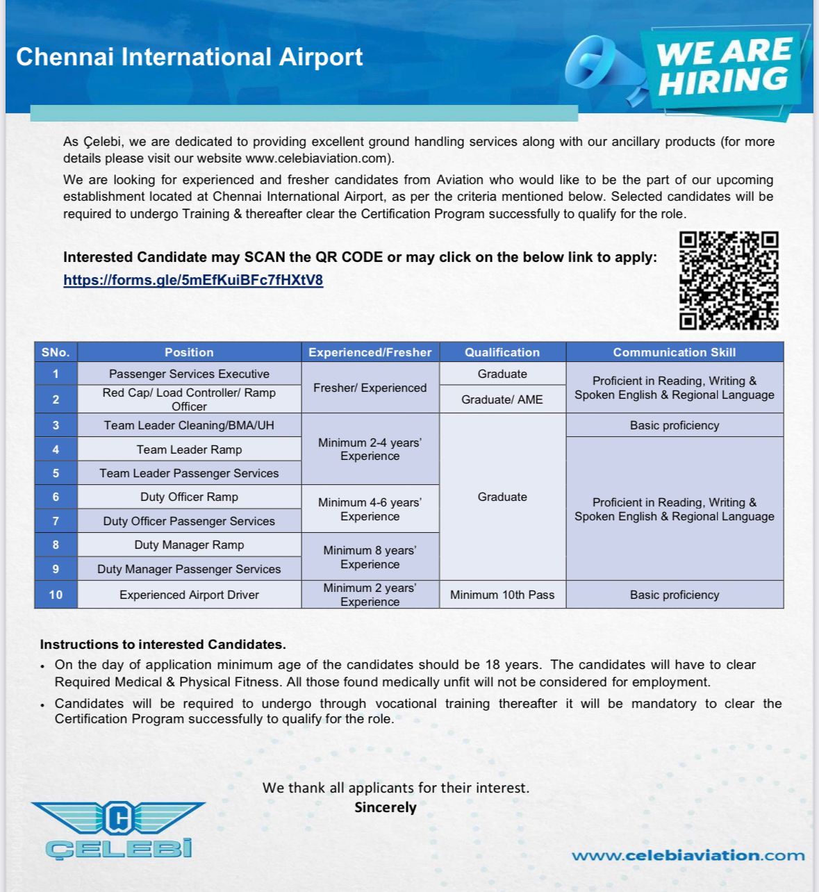 Indian Aviation Career on LinkedIn: Celebi is Hiring at Chennai Airport ... Indian Aviation Career on LinkedIn: Celebi is Hiring at Chennai Airport ...