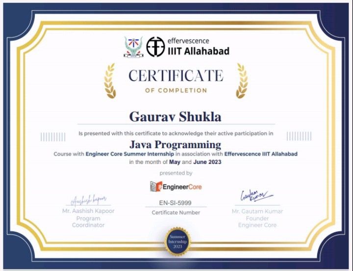 Gaurav Shukla on LinkedIn: #internship2023 #training #java # ... Gaurav Shukla on LinkedIn: #internship2023 #training #java # ...
