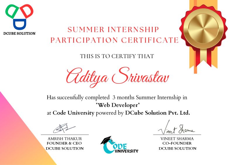 Aditya Srivastav on LinkedIn: #webdeveloperinternship # ... Aditya Srivastav on LinkedIn: #webdeveloperinternship # ...