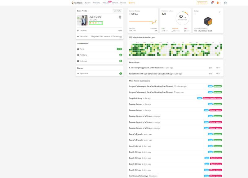 Ayon Sinha on LinkedIn: #codingjourney #leetcode #continuouslearning # ... Ayon Sinha on LinkedIn: #codingjourney #leetcode #continuouslearning # ...