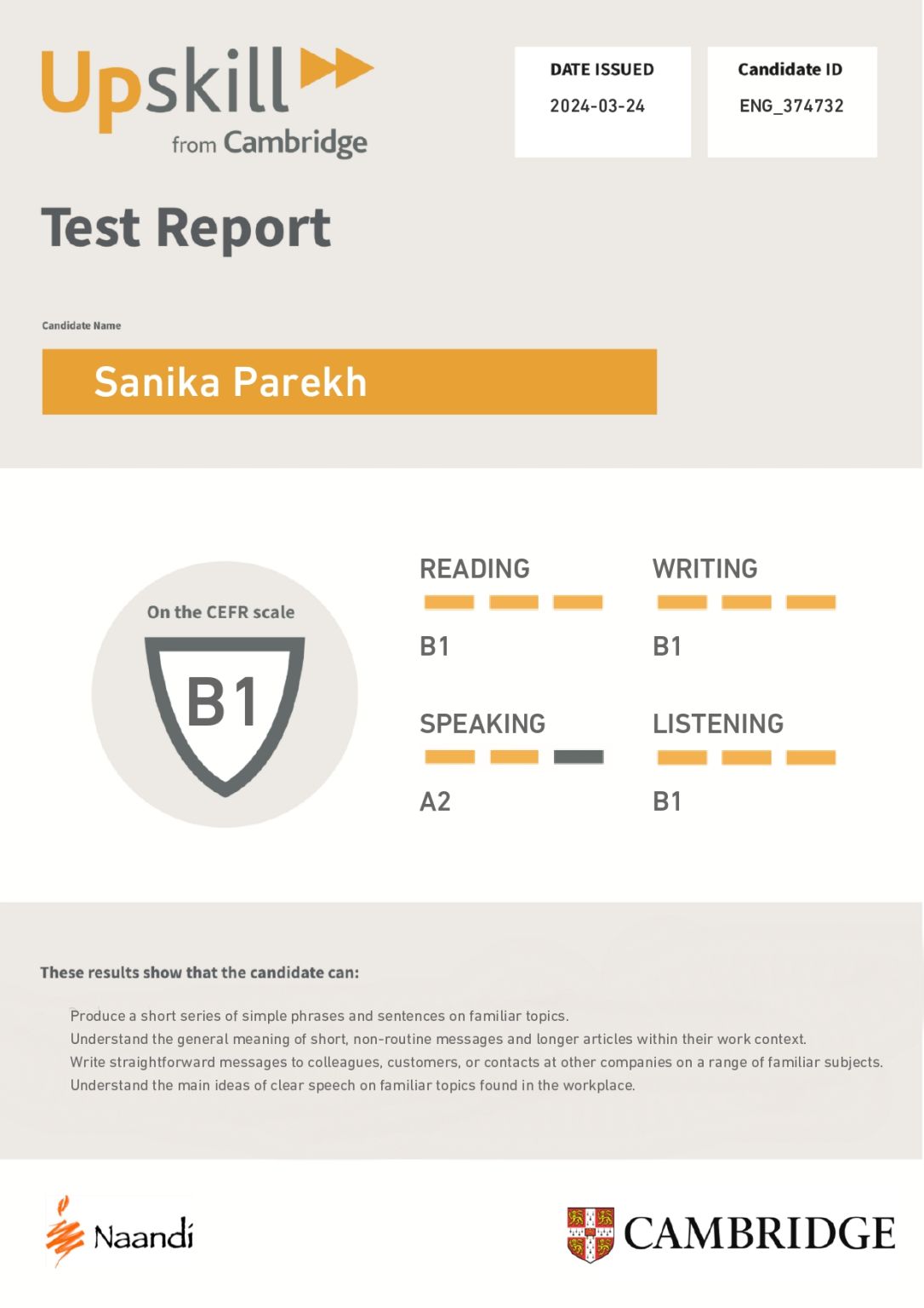 Sanika Parekh on LinkedIn: #achievementunlocked #cambridgeenglish # ... Sanika Parekh on LinkedIn: #achievementunlocked #cambridgeenglish # ...