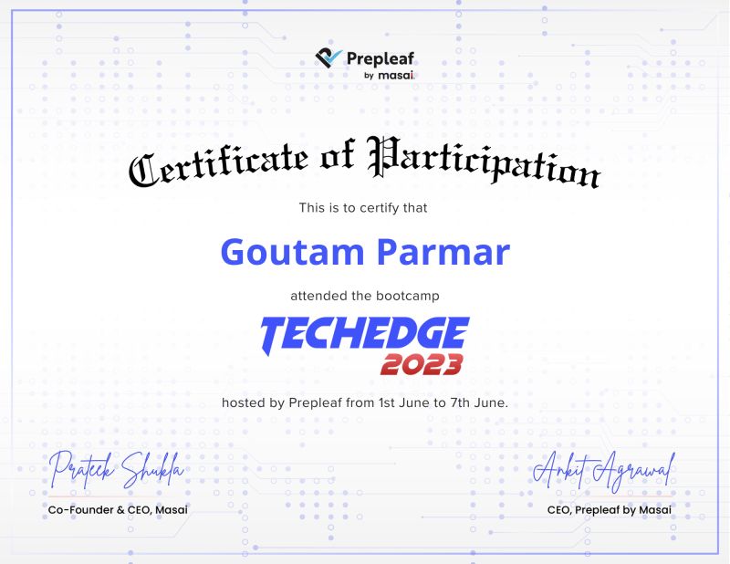 Goutam Parmar on LinkedIn: #bootcamp #techedge #masai Goutam Parmar on LinkedIn: #bootcamp #techedge #masai
