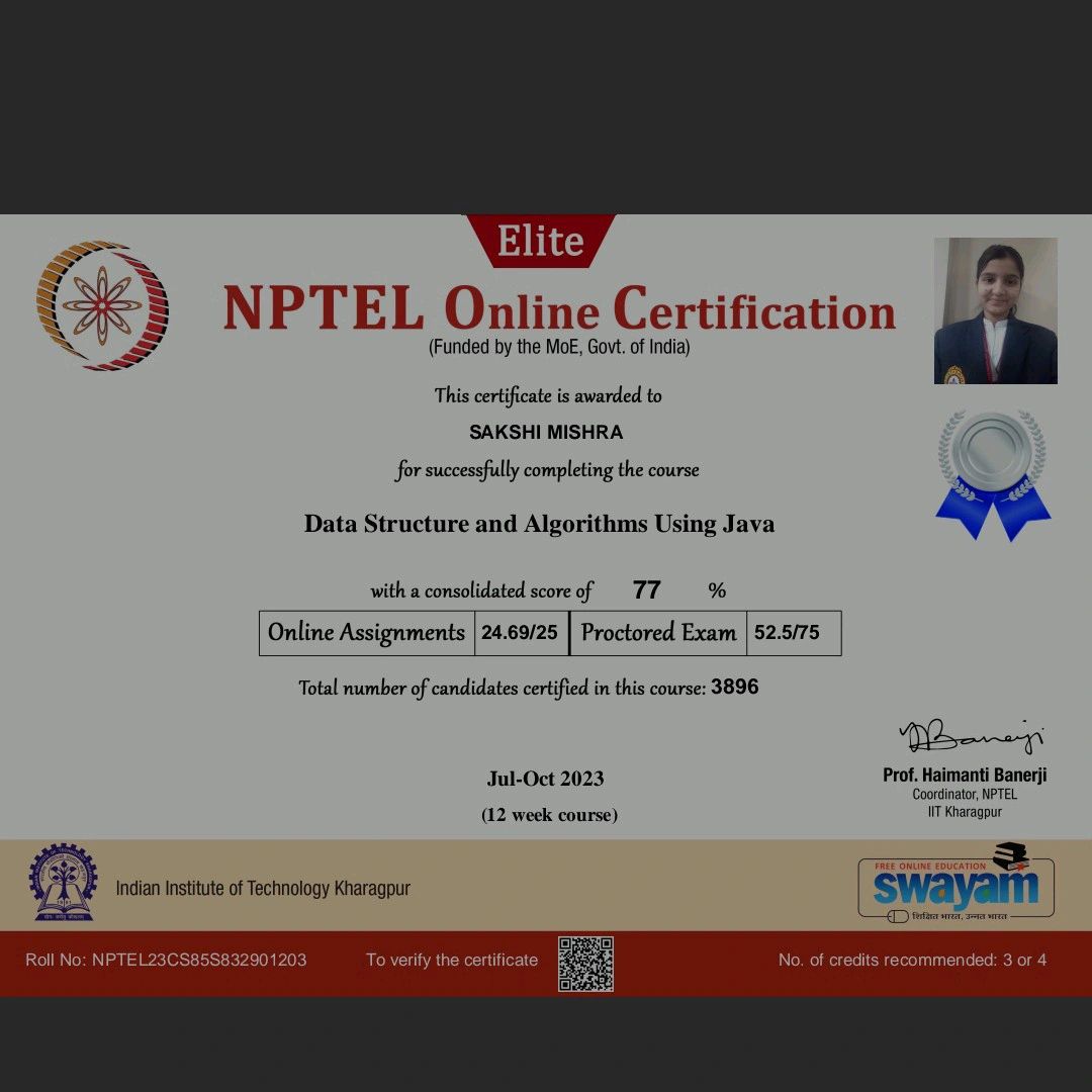 Sakshi Mishra on LinkedIn: #nptel #datastructures #algorithms # ... Sakshi Mishra on LinkedIn: #nptel #datastructures #algorithms # ...