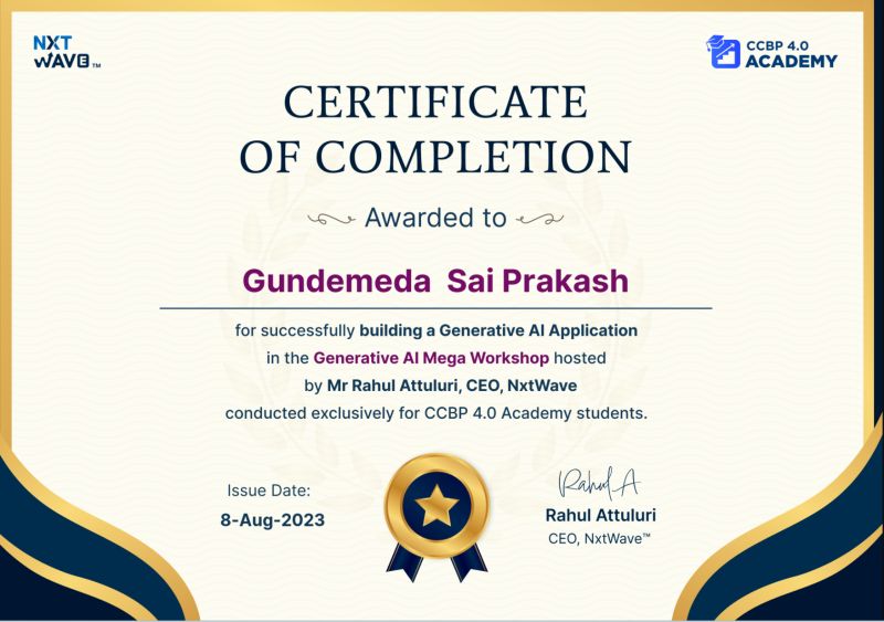 Sai Prakash G. on LinkedIn: #nxtwave #rahulattuluri #ccbp #generativeai ... Sai Prakash G. on LinkedIn: #nxtwave #rahulattuluri #ccbp #generativeai ...