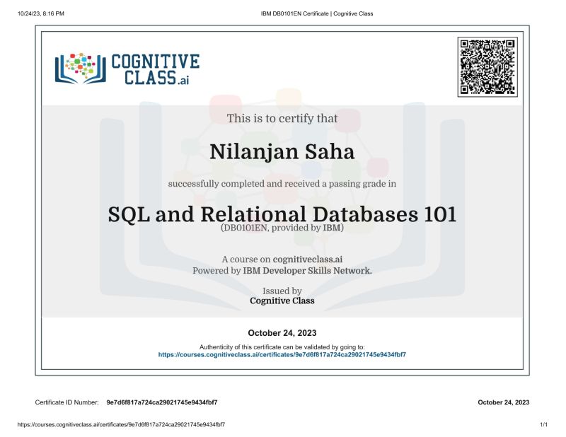 Nilanjan Saha on LinkedIn: #sql #databasemanagement #certification # ... Nilanjan Saha on LinkedIn: #sql #databasemanagement #certification # ...