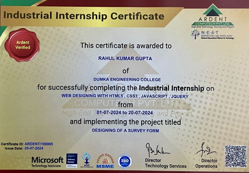 Rahul Kumar Gupta on LinkedIn: #internship #informationtechnology # ... Rahul Kumar Gupta on LinkedIn: #internship #informationtechnology # ...