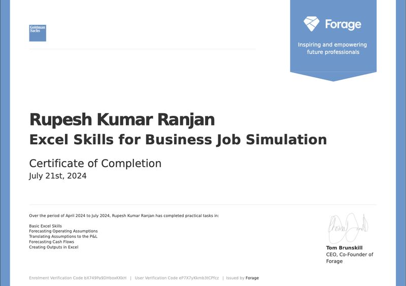 Rupesh kumar Ranjan on LinkedIn: #excelskillsforbusiness #forage # ... Rupesh kumar Ranjan on LinkedIn: #excelskillsforbusiness #forage # ...