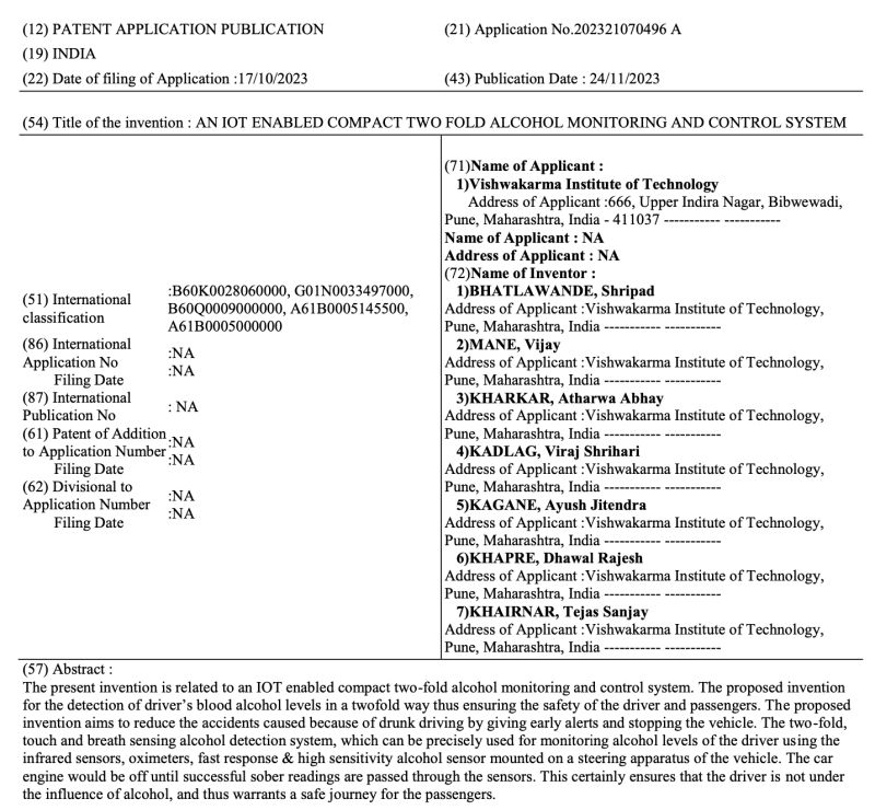 Atharwa Kharkar on LinkedIn: #innovation #patent #published #technology ... Atharwa Kharkar on LinkedIn: #innovation #patent #published #technology ...