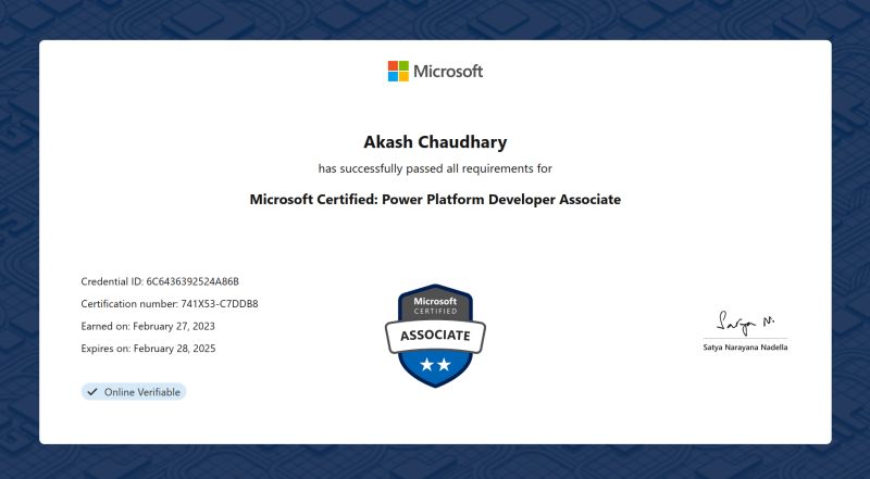 Akash Chaudhary on LinkedIn: #certificationrenewed #powerplatform # ... Akash Chaudhary on LinkedIn: #certificationrenewed #powerplatform # ...