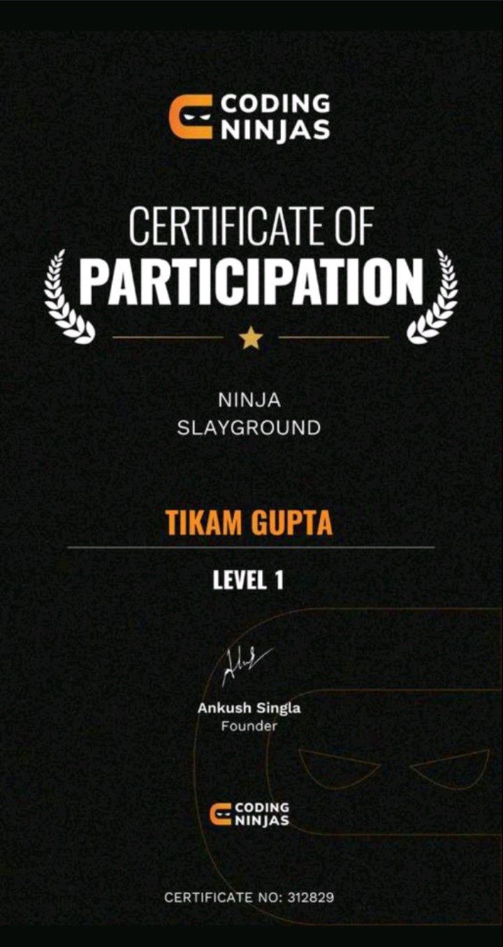 Tikam Chand Gupta on LinkedIn: #codingninja #ninjaslayground Tikam Chand Gupta on LinkedIn: #codingninja #ninjaslayground