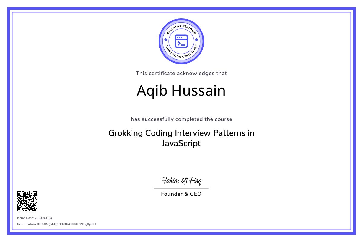 Aqib Hussain on LinkedIn: #codingpatterns #javascript #educative # ... Aqib Hussain on LinkedIn: #codingpatterns #javascript #educative # ...
