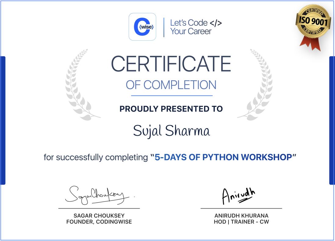 Sujal Sharma on LinkedIn: #codingwise #python #workshop #learning #pypro Sujal Sharma on LinkedIn: #codingwise #python #workshop #learning #pypro