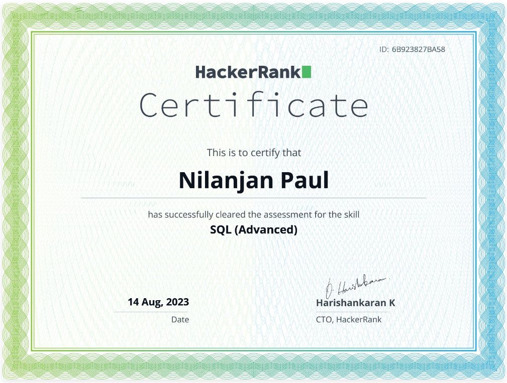 Nilanjan Paul on LinkedIn: #learning #sql #hackerrank #sqldeveloper # ... Nilanjan Paul on LinkedIn: #learning #sql #hackerrank #sqldeveloper # ...