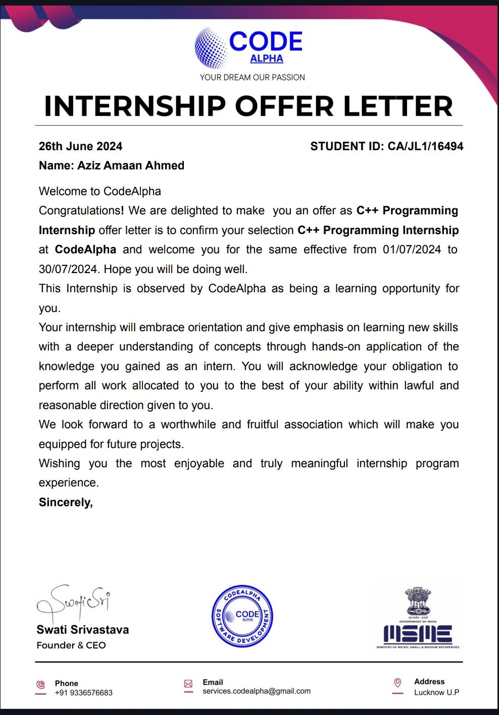 Aziz Amaan Ahmed on LinkedIn: #internship #codealpha Aziz Amaan Ahmed on LinkedIn: #internship #codealpha