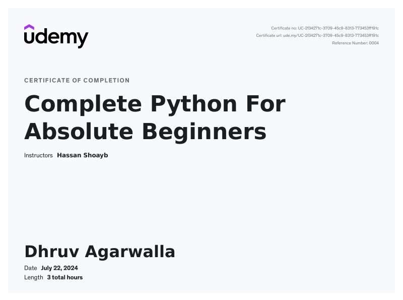 Dhruv Agarwalla on LinkedIn: #python #programming #udemy # ... Dhruv Agarwalla on LinkedIn: #python #programming #udemy # ...