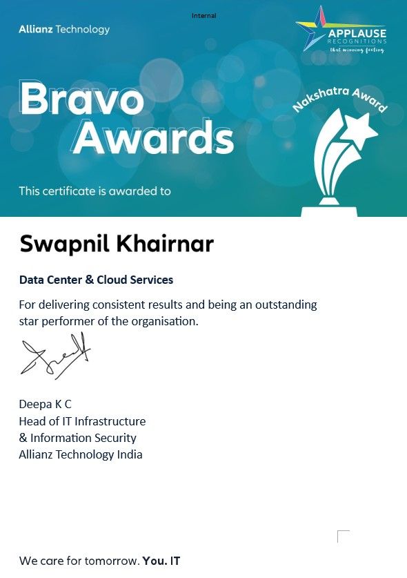 Swapnil Khairnar on LinkedIn: #allianztechnology Swapnil Khairnar on LinkedIn: #allianztechnology