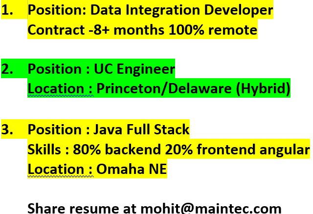 Mohit Saini on LinkedIn: 1. Position: Data Integration Developer ... Mohit Saini on LinkedIn: 1. Position: Data Integration Developer ...