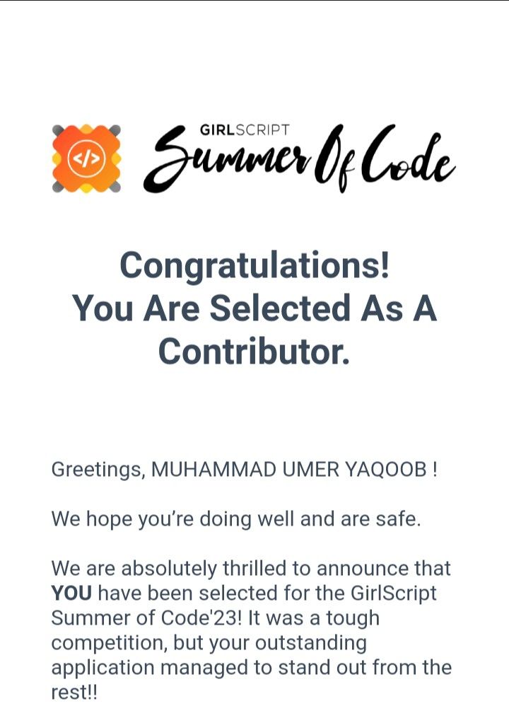 Muhammad Umer on LinkedIn: #girlscriptsummerofcode #coding #experience ... Muhammad Umer on LinkedIn: #girlscriptsummerofcode #coding #experience ...
