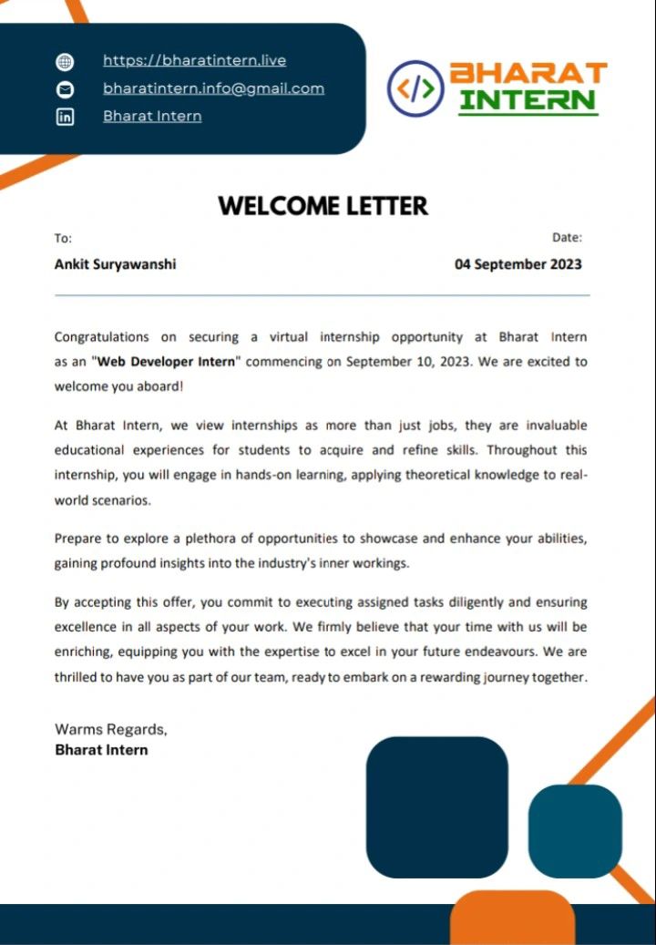 Ankit Suryawanshi on LinkedIn: #bharatintern #internship Ankit Suryawanshi on LinkedIn: #bharatintern #internship