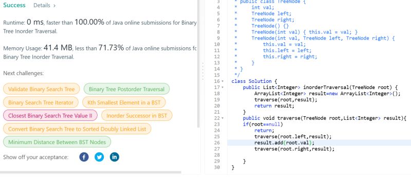 Saket Nigam on LinkedIn: DAY 8: PROBLEM 1:LEETCODE: INORDER TRAVERSAL ... Saket Nigam on LinkedIn: DAY 8: PROBLEM 1:LEETCODE: INORDER TRAVERSAL ...