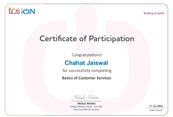 Chahat Jaiswal on LinkedIn: #tcsion Chahat Jaiswal on LinkedIn: #tcsion