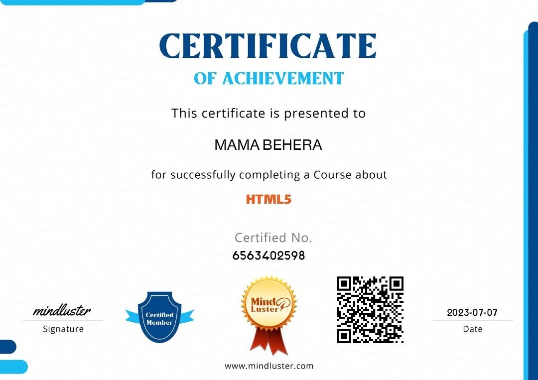 Mama Behera on LinkedIn: Flashback to the moment I earned my HTML5 ... Mama Behera on LinkedIn: Flashback to the moment I earned my HTML5 ...