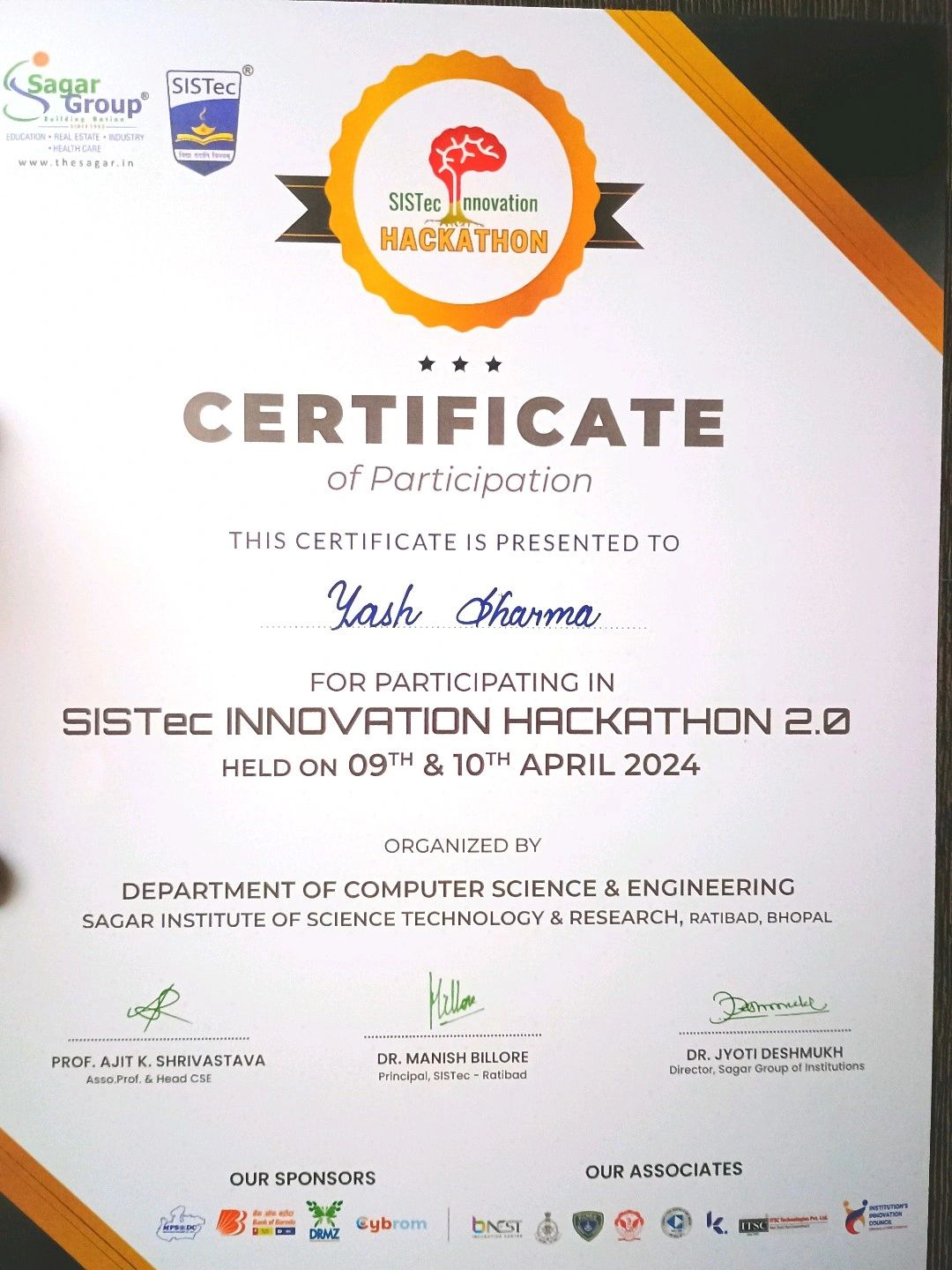 Yash Sharma on LinkedIn: #hackathon #coding #certificate #sisteccollege Yash Sharma on LinkedIn: #hackathon #coding #certificate #sisteccollege