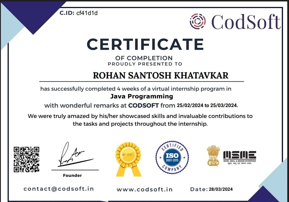 Rohan Khatavkar on LinkedIn: #codesoft #internship Rohan Khatavkar on LinkedIn: #codesoft #internship