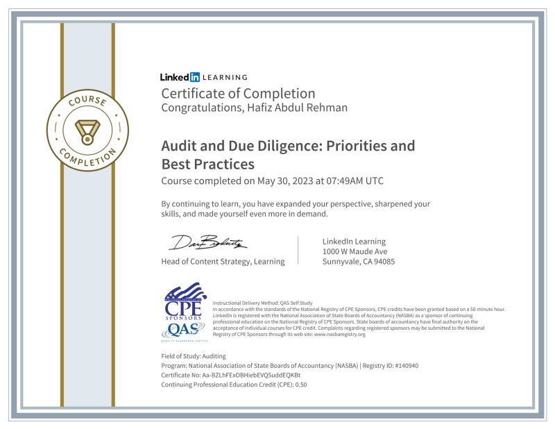Hafiz Abdul Rehman على LinkedIn: Certificate of Completion Hafiz Abdul Rehman على LinkedIn: Certificate of Completion