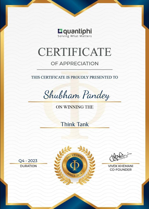 Shubham Kumar Pandey on LinkedIn: #quantiphi Shubham Kumar Pandey on LinkedIn: #quantiphi