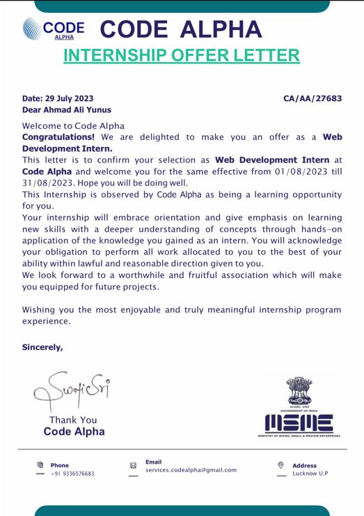 Ahmad Ali Yunus on LinkedIn: #codealpha #internship Ahmad Ali Yunus on LinkedIn: #codealpha #internship