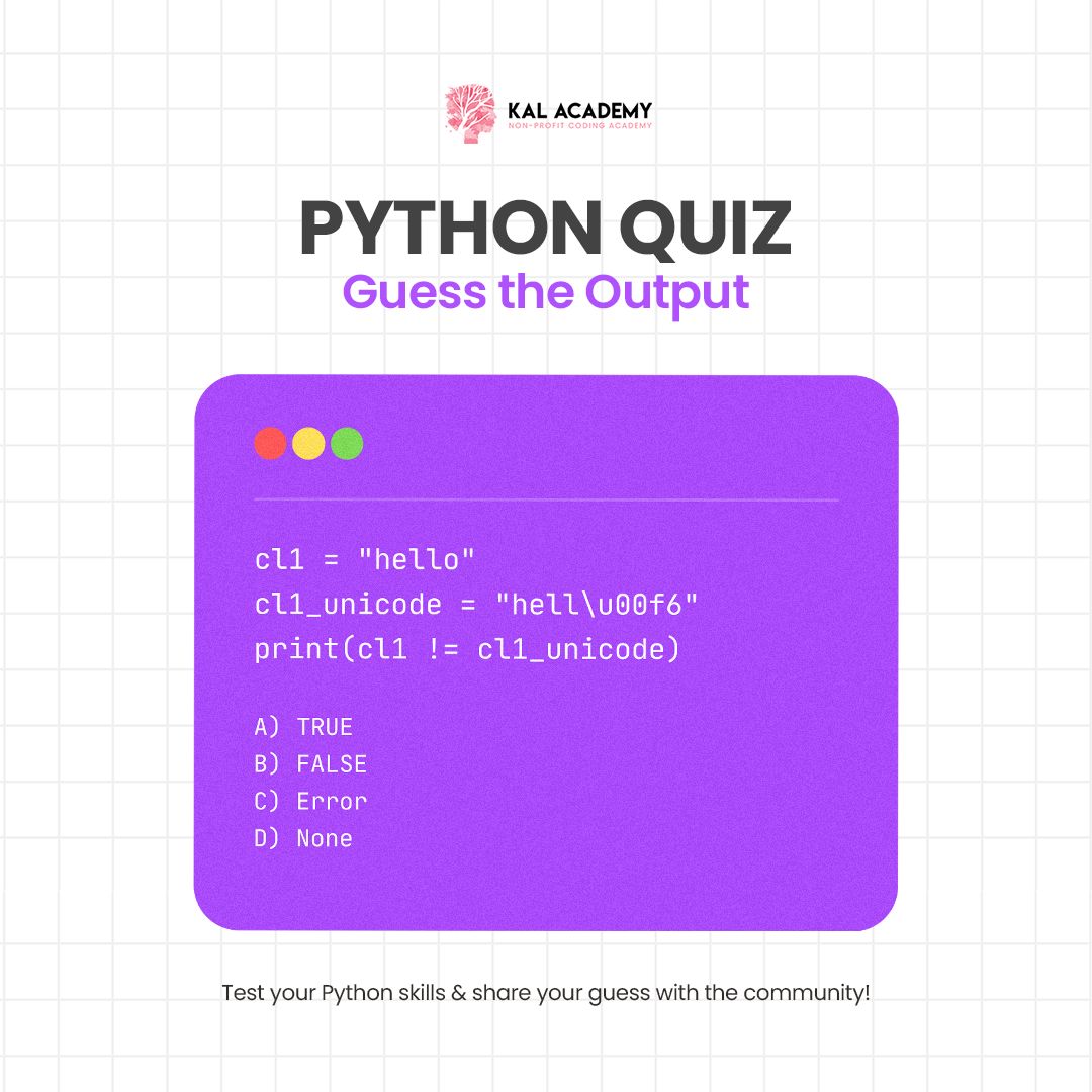 Kal Academy on LinkedIn: #kalacademy #pythonquiz #codingchallenge # ... Kal Academy on LinkedIn: #kalacademy #pythonquiz #codingchallenge # ...