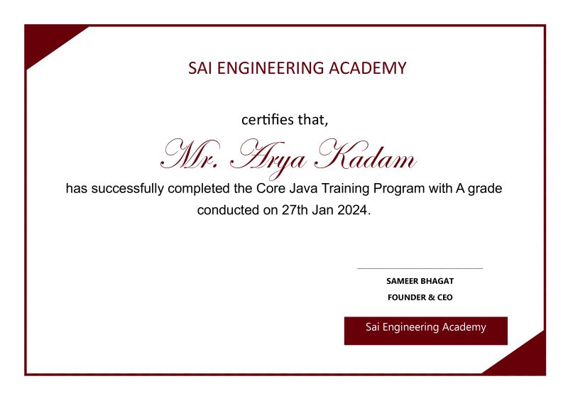 ARYA KADAM on LinkedIn: #java #programming #learning #achievement #coding ARYA KADAM on LinkedIn: #java #programming #learning #achievement #coding