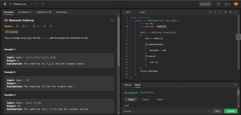 Satyam Garg on LinkedIn: #kadane #kadane #leetcode #kadanesalgorithm # ... Satyam Garg on LinkedIn: #kadane #kadane #leetcode #kadanesalgorithm # ...