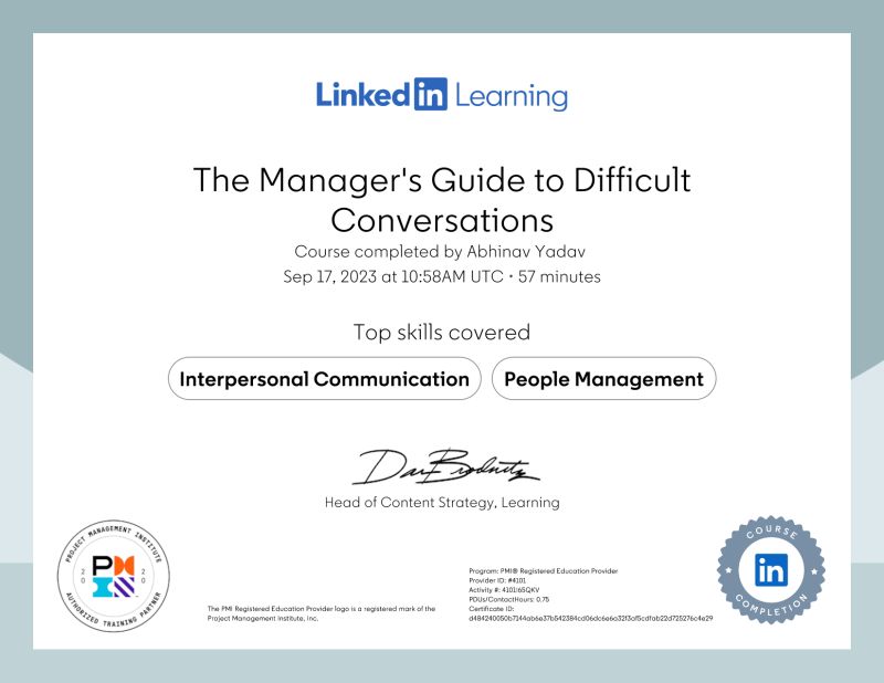 Abhinav Yadav on LinkedIn: Certificate of Completion Abhinav Yadav on LinkedIn: Certificate of Completion