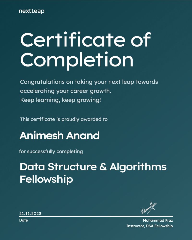 Animesh Anand on LinkedIn: #datastructures #algorithms #nextleap # ... Animesh Anand on LinkedIn: #datastructures #algorithms #nextleap # ...