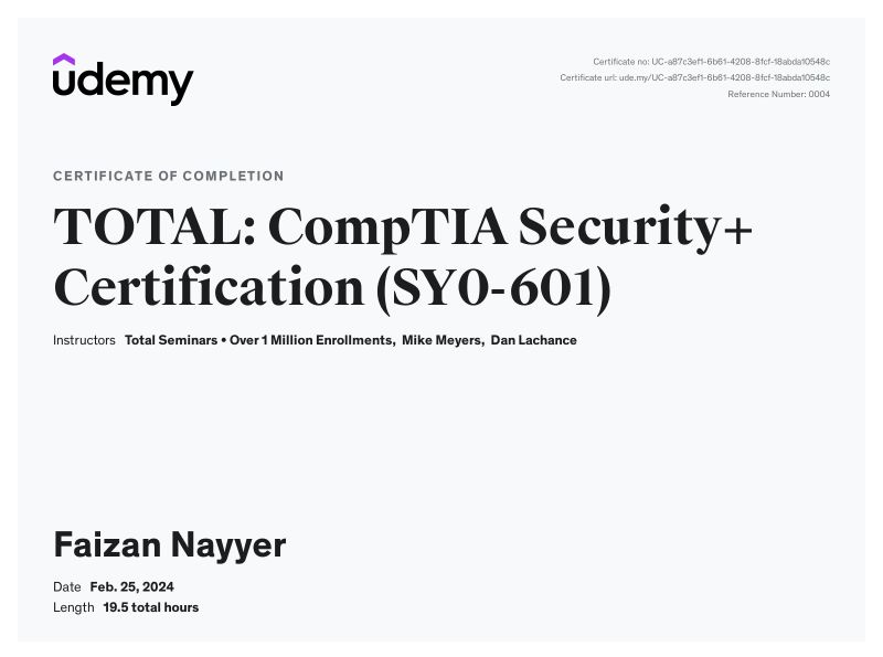 🔒 Completed CompTIA Security+ certification on Udemy! Learned key ... 🔒 Completed CompTIA Security+ certification on Udemy! Learned key ...