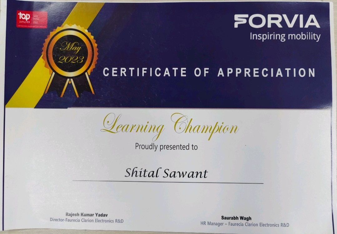 Shital Sawant on LinkedIn: #appreciation #award #thankful #work # ... Shital Sawant on LinkedIn: #appreciation #award #thankful #work # ...