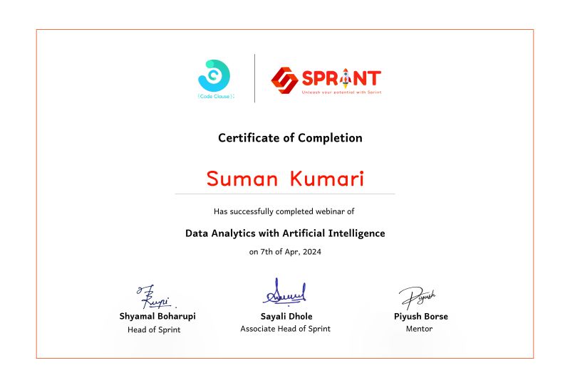 Suman Kumari on LinkedIn: Attended webinar in Data Analytics with AI ... Suman Kumari on LinkedIn: Attended webinar in Data Analytics with AI ...