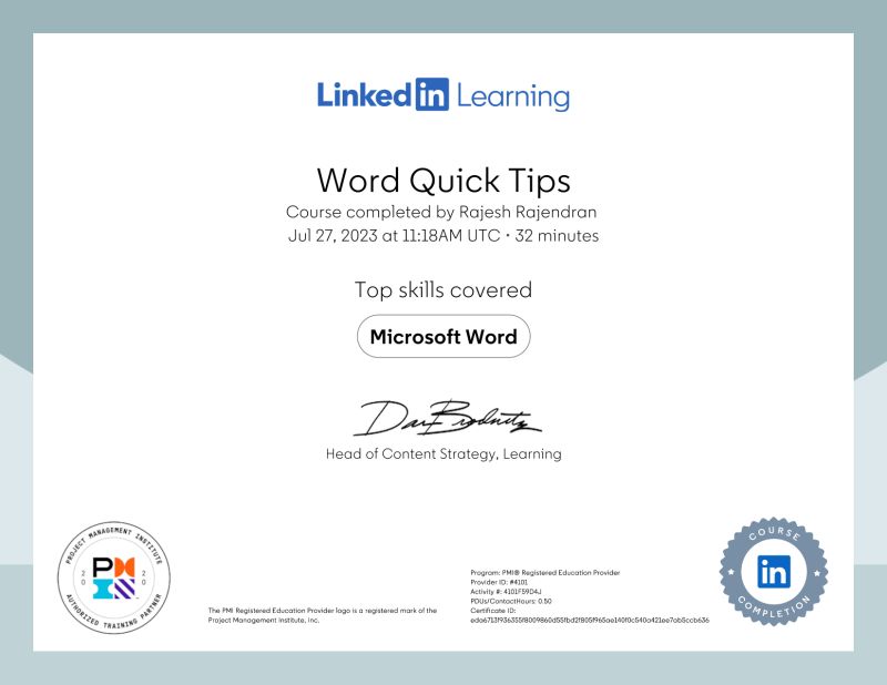 Rajesh Rajendran on LinkedIn: Certificate of Completion Rajesh Rajendran on LinkedIn: Certificate of Completion