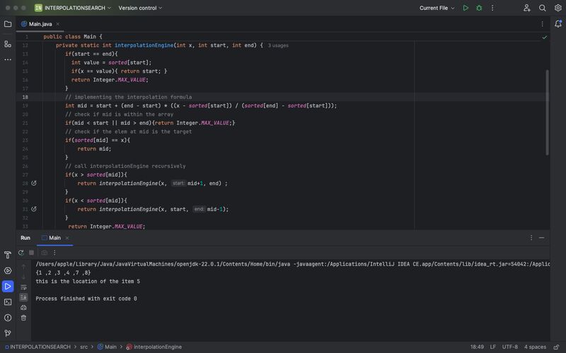 Samuel Joseph on LinkedIn: interpolation search algorithm with java 🙂 Samuel Joseph on LinkedIn: interpolation search algorithm with java 🙂