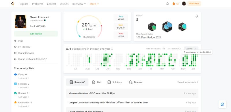 Bharat Khatwani on LinkedIn: #100daysofcode #100daysofcode #dsa # ... Bharat Khatwani on LinkedIn: #100daysofcode #100daysofcode #dsa # ...