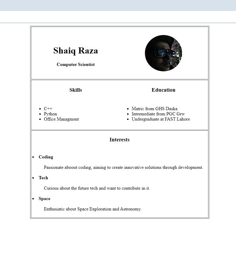 Shaiq Raza on LinkedIn: First Day in Web Dev | Html Day1 work (CV ... Shaiq Raza on LinkedIn: First Day in Web Dev | Html Day1 work (CV ...