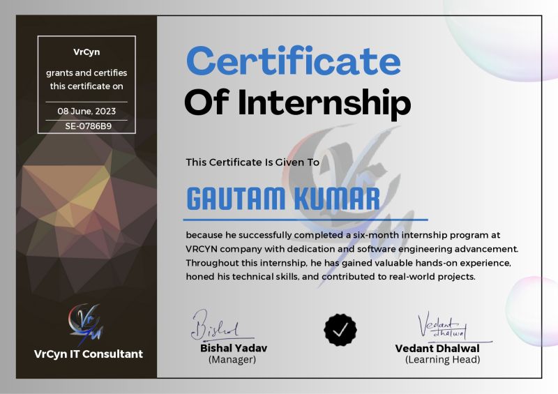 Gautam Kumar on LinkedIn: #vrcyn #softwareengineering #internship # ... Gautam Kumar on LinkedIn: #vrcyn #softwareengineering #internship # ...