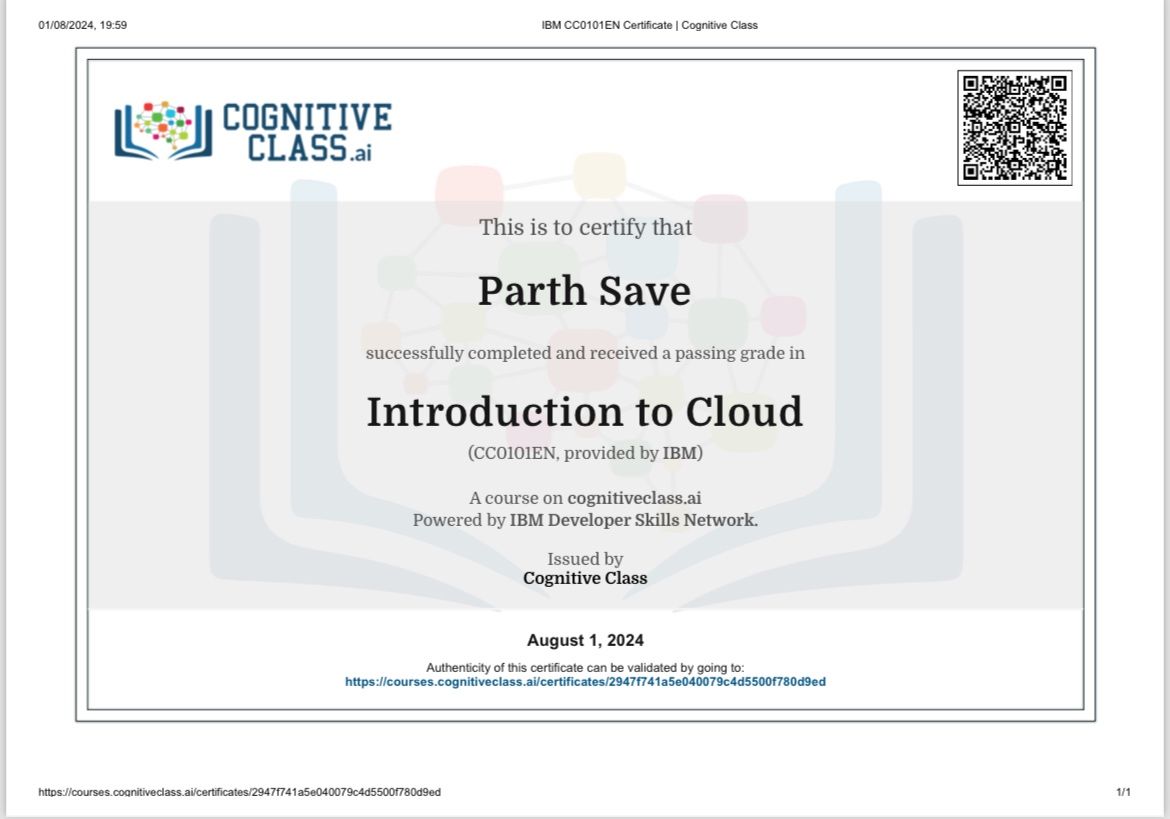 Parth Save on LinkedIn: #cloudcomputing #ibm #cognitiveclass # ... Parth Save on LinkedIn: #cloudcomputing #ibm #cognitiveclass # ...