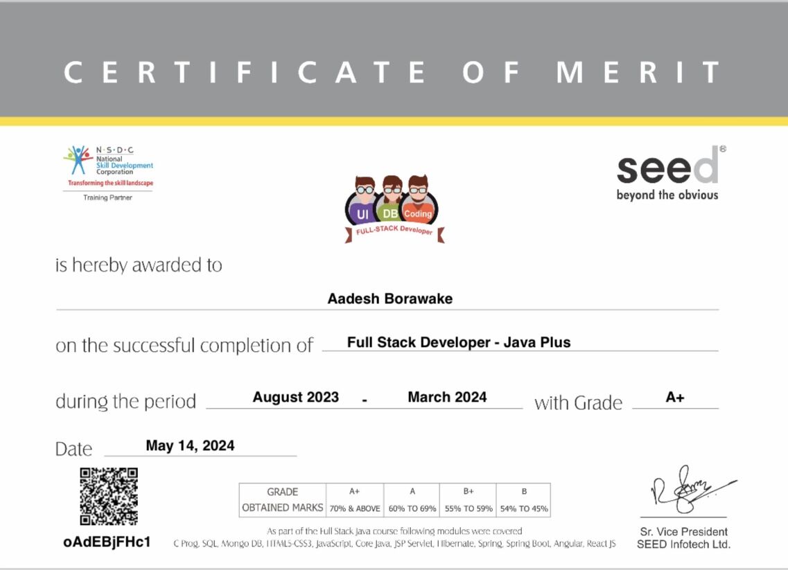 Aadesh Borawake on LinkedIn: #fullstackdeveloper #java #spring # ... Aadesh Borawake on LinkedIn: #fullstackdeveloper #java #spring # ...