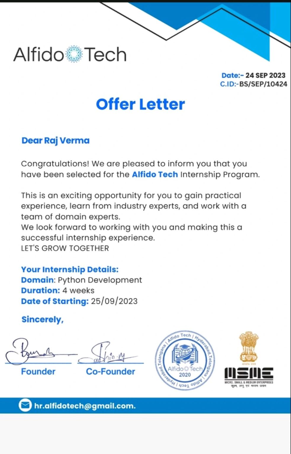 Raj Verma on LinkedIn: #internship #python Raj Verma on LinkedIn: #internship #python