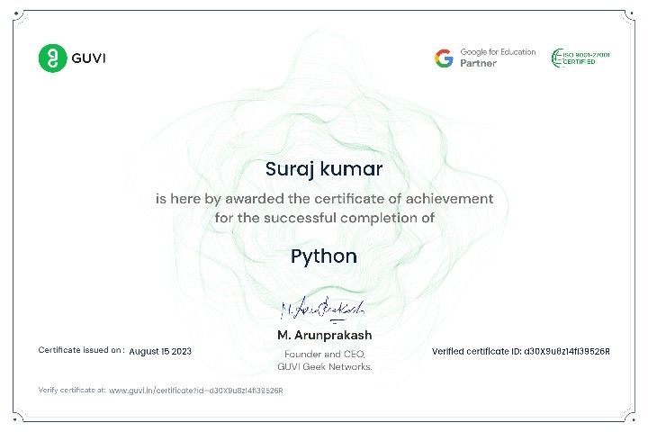 Suraj Kumar on LinkedIn: #guvigeeknetworks #python Suraj Kumar on LinkedIn: #guvigeeknetworks #python