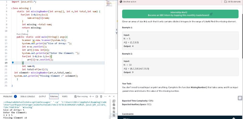 Adarsh Suman on LinkedIn: Today, I was solved GFG missing array problem Adarsh Suman on LinkedIn: Today, I was solved GFG missing array problem